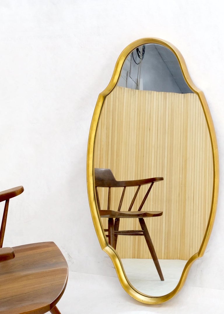 Shield Shape Wood Frame Gold Gilt Wall Mirror Hollywood Regency Mid ...