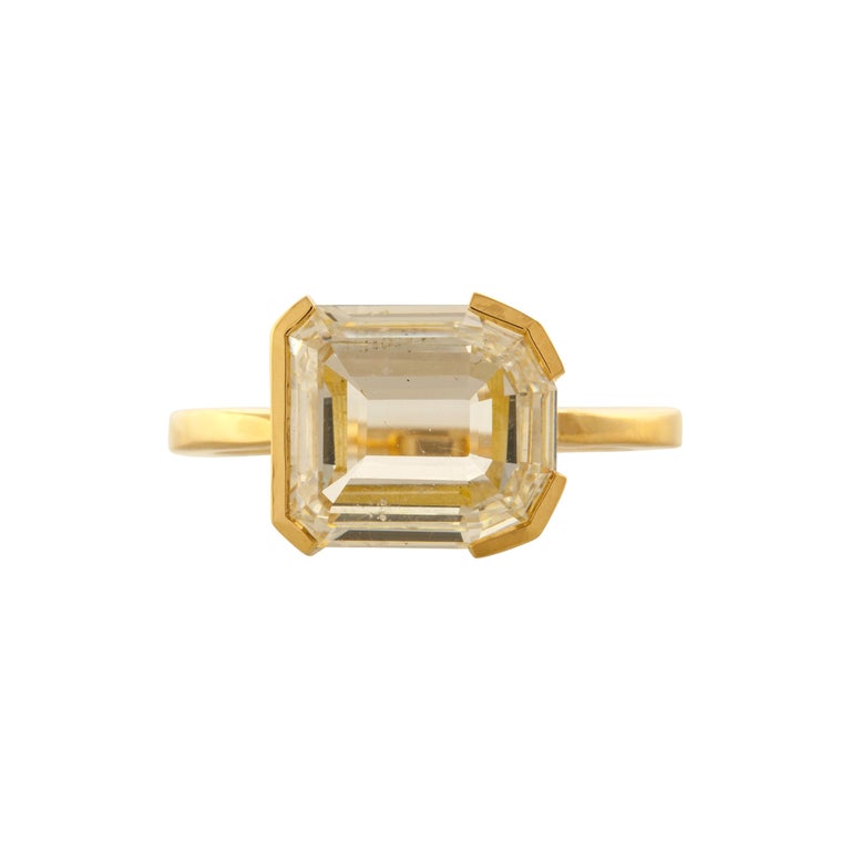 Mociun Shield Step Cut Diamond Ring at 1stDibs