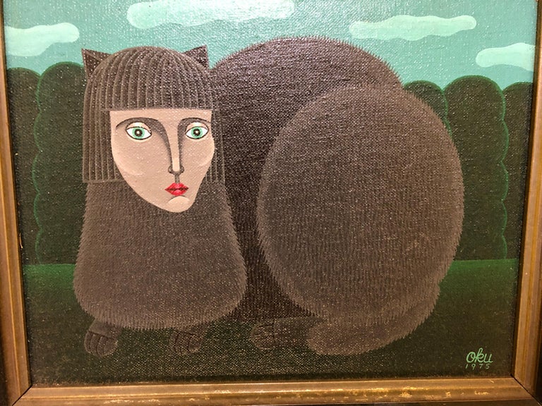 Shigeo Okumura - Oku Cleopatra The Cat Painting For Sale at 1stDibs