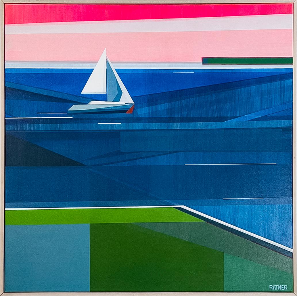 Shilo Ratner - "On the Water, " Abstract Geometric Coastal Painting For ...