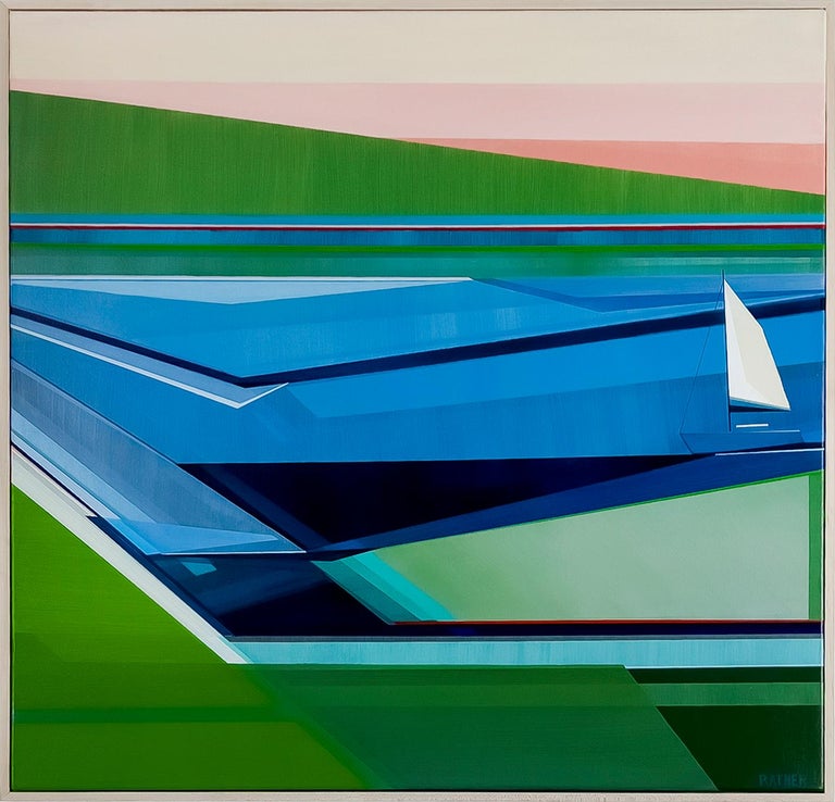 Shilo Ratner - "Sail Away, " Abstract Geometric Coastal Painting For ...