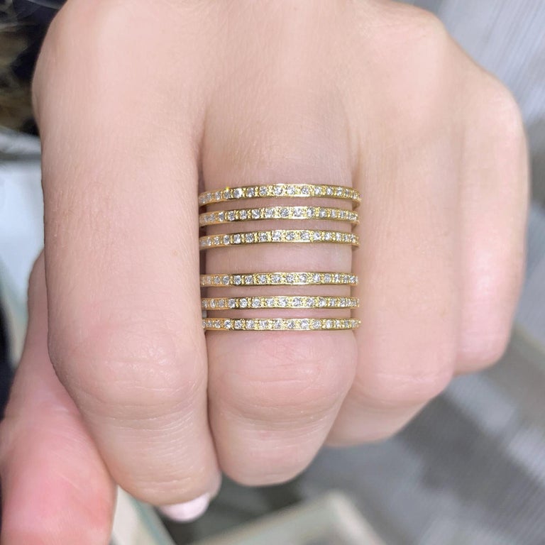 Shimmering White Diamond Yellow Gold Handmade Flip Band Ring, Talkative ...