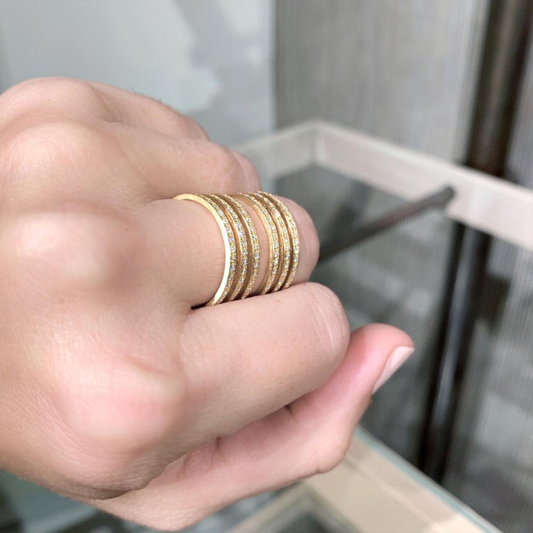 Shimmering White Diamond Yellow Gold Handmade Flip Band Ring, Talkative ...