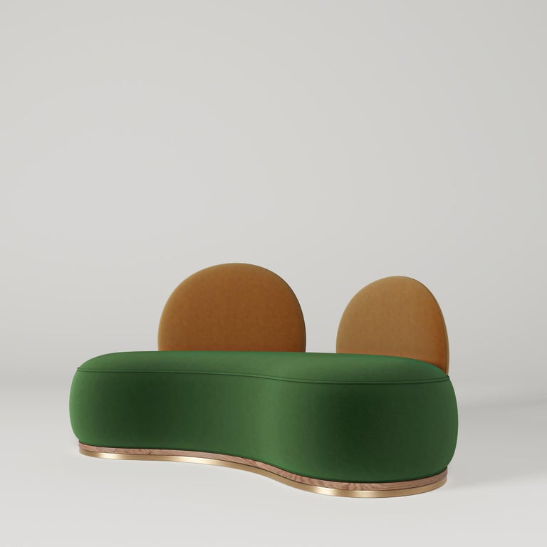 Shine Twin Sofa 120, Velvet Fabric, Brass, by Studio Kirkit For Sale at ...