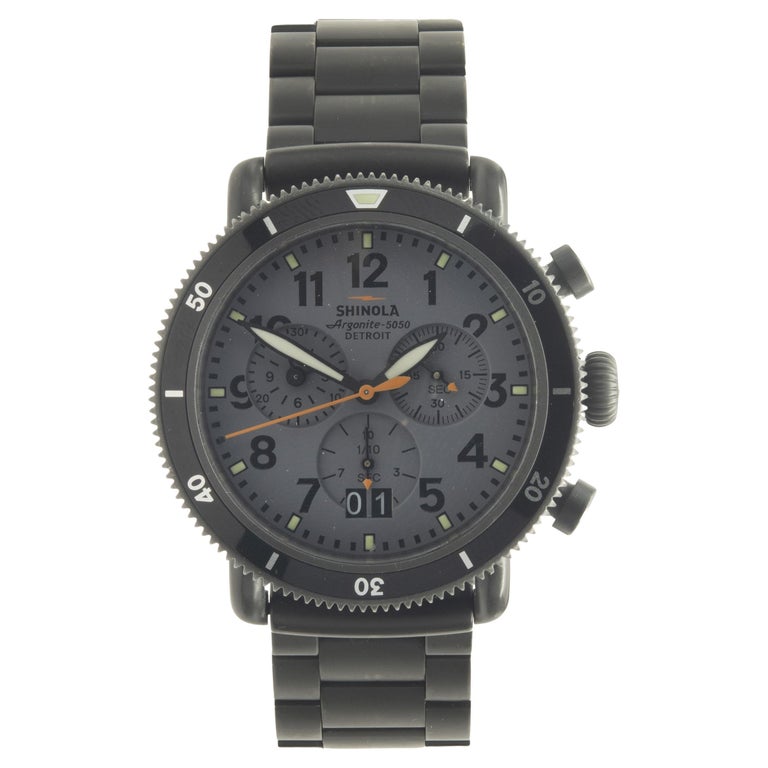 Shinola Black Stainless Steel Runwell Sport Chronograph For Sale at 1stDibs