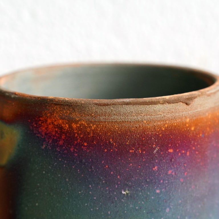Shinsen Raku Pottery Vase, Full Copper Matte, Handmade Ceramic Home ...