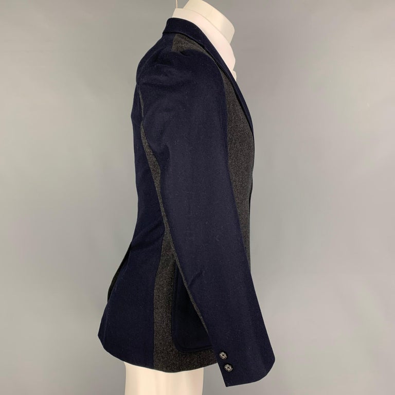 SHIPS Size 36 Charcoal Navy Color Block Wool Notch Lapel Sport Coat For ...