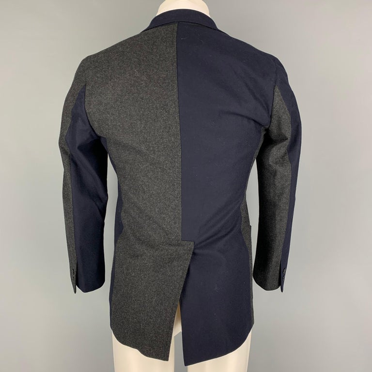 SHIPS Size 36 Charcoal Navy Color Block Wool Notch Lapel Sport Coat For ...