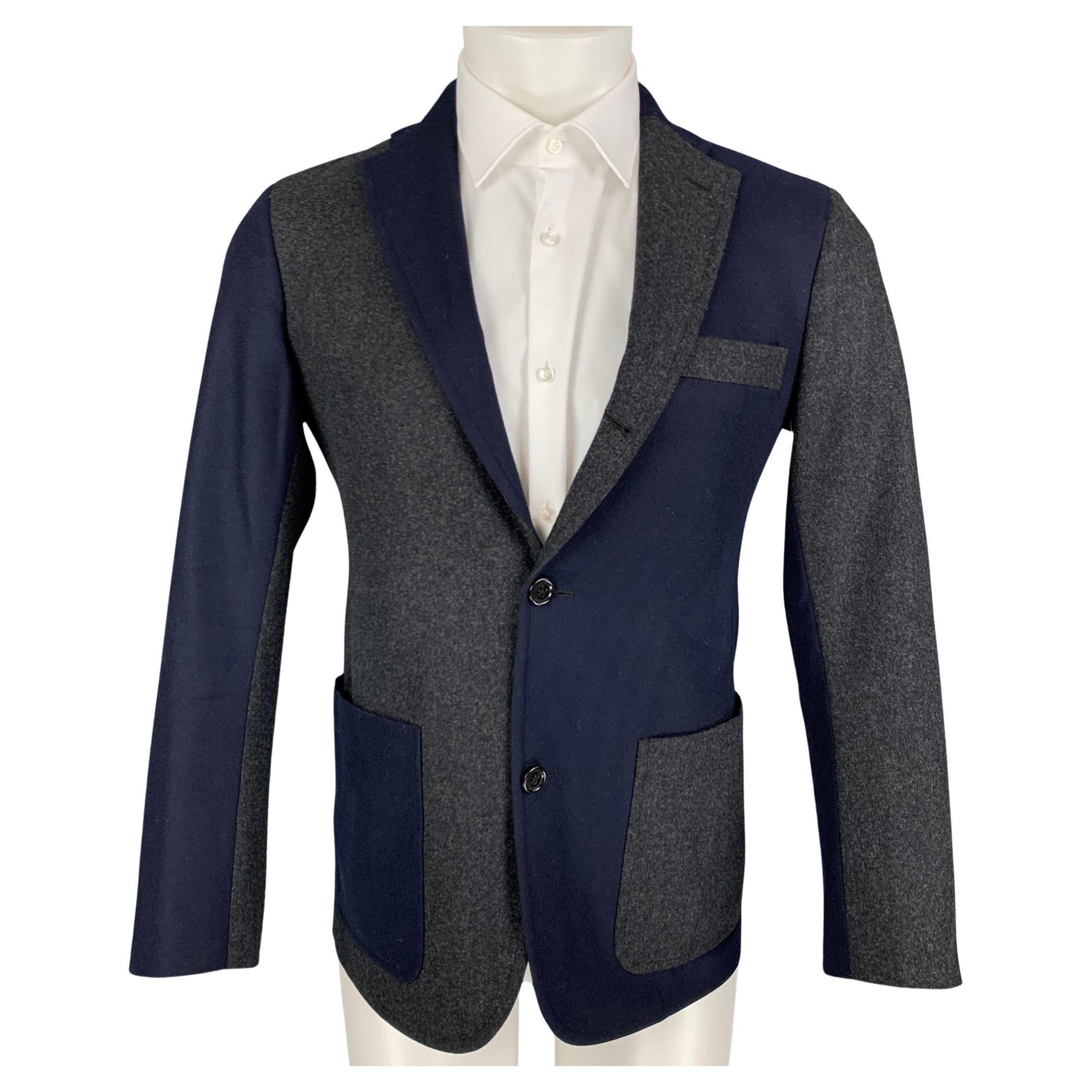 SHIPS Size 36 Charcoal Navy Color Block Wool Notch Lapel Sport Coat For ...