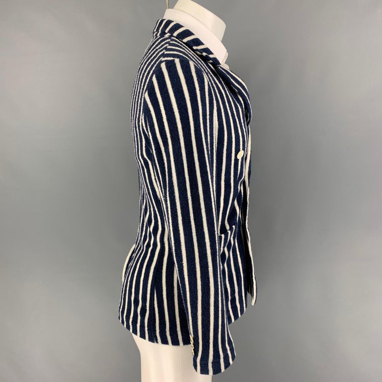 SHIPS Size 36 Navy White Vertical Stripe Terry Peak Lapel Sport Coat ...