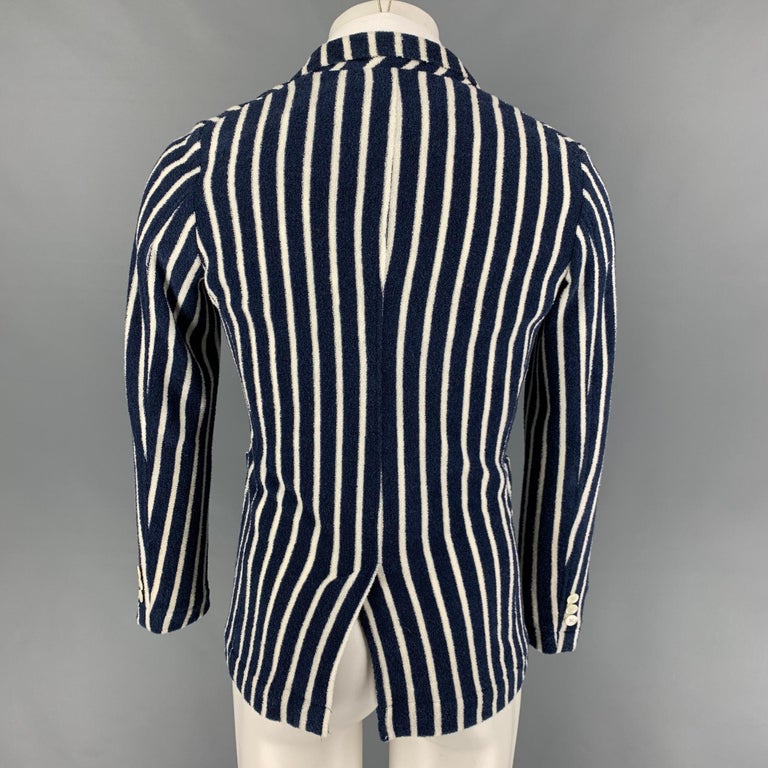 SHIPS Size 36 Navy White Vertical Stripe Terry Peak Lapel Sport Coat ...
