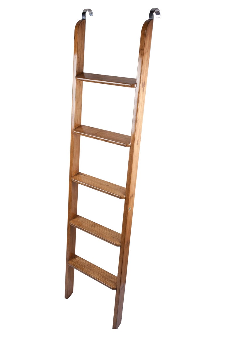 Ship's Nautical Teak and Chrome Bunk Ladder, 1970s at 1stDibs