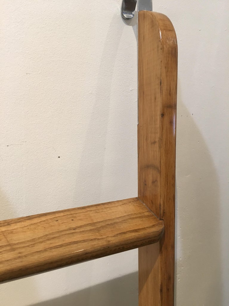 Ship's Nautical Teak and Chrome Bunk Ladder, 1970s at 1stDibs