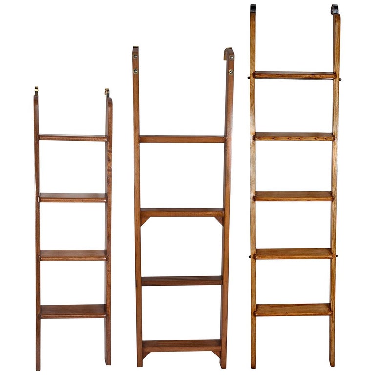 Ship's Teak Wood Bunk Ladders, Used as Blanket or Towel Racks at 1stDibs