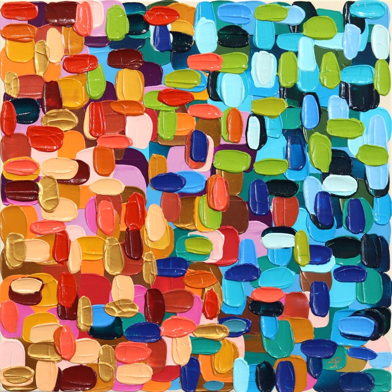 Shiri Phillips - "Sandy Beach" - Impasto Thick Paint Colorful Abstract ...