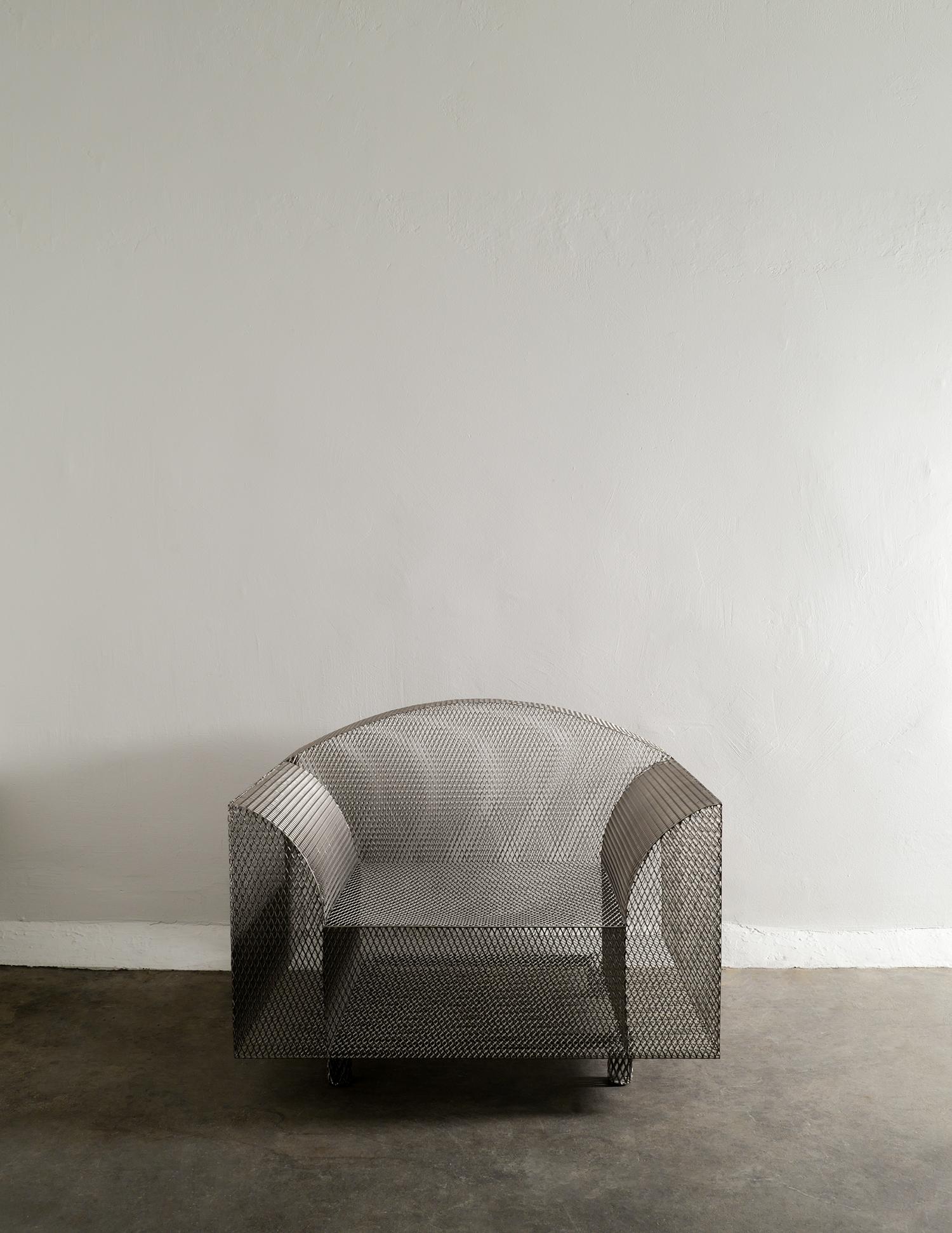 Shiro Kuramata "How High the Moon" Armchairs in Steel Produced by Vitra ...