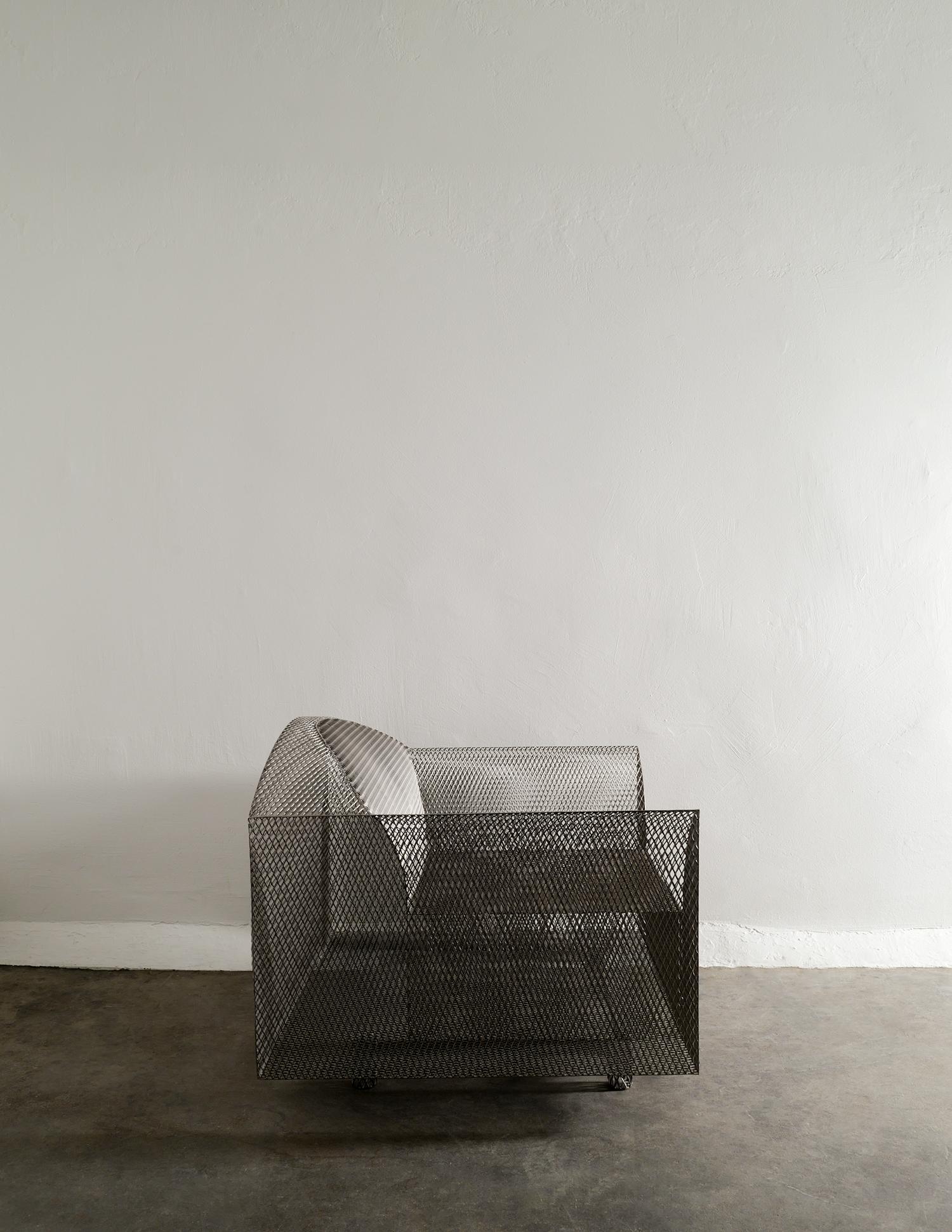 Shiro Kuramata "How High the Moon" Armchairs in Steel Produced by Vitra ...