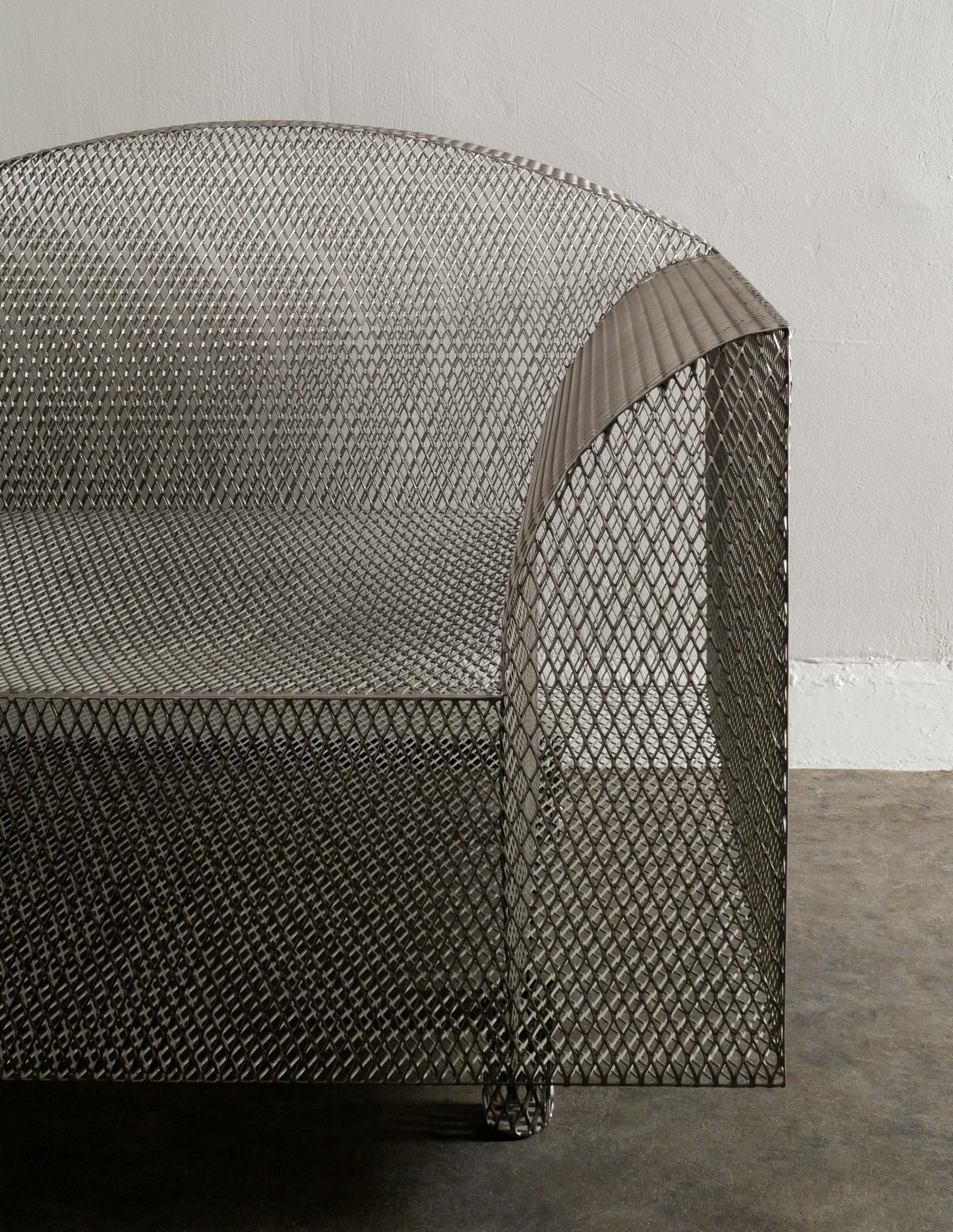 Shiro Kuramata "How High the Moon" Armchairs in Steel Produced by Vitra ...