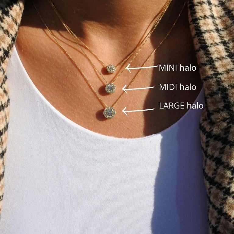 0.42 Carat Diamond Large Halo Pendant in 14 Karat Yellow Gold - Shlomit ...