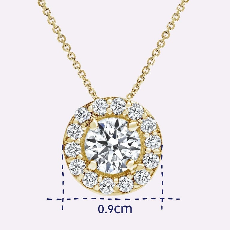 0.42 Carat Diamond Large Halo Pendant in 14 Karat Yellow Gold - Shlomit ...
