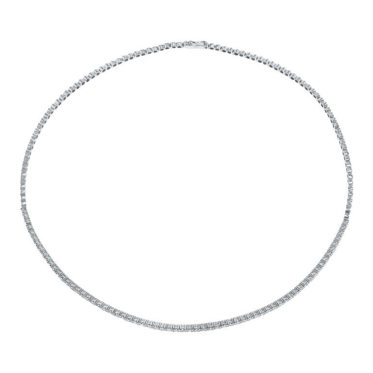 4.00 Carat Diamond Collier Necklace in 14 Karat White Gold - Atelier ...