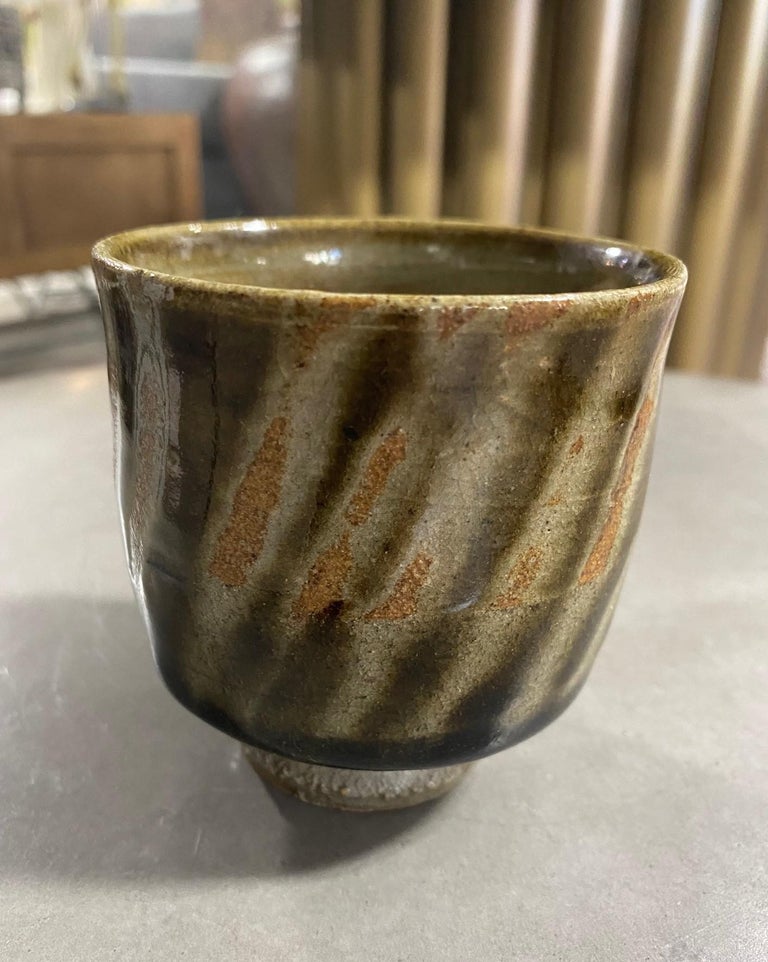 Shoji Hamada Glazed Finger Wipe Yunomi Tea Cup with Original Signed ...