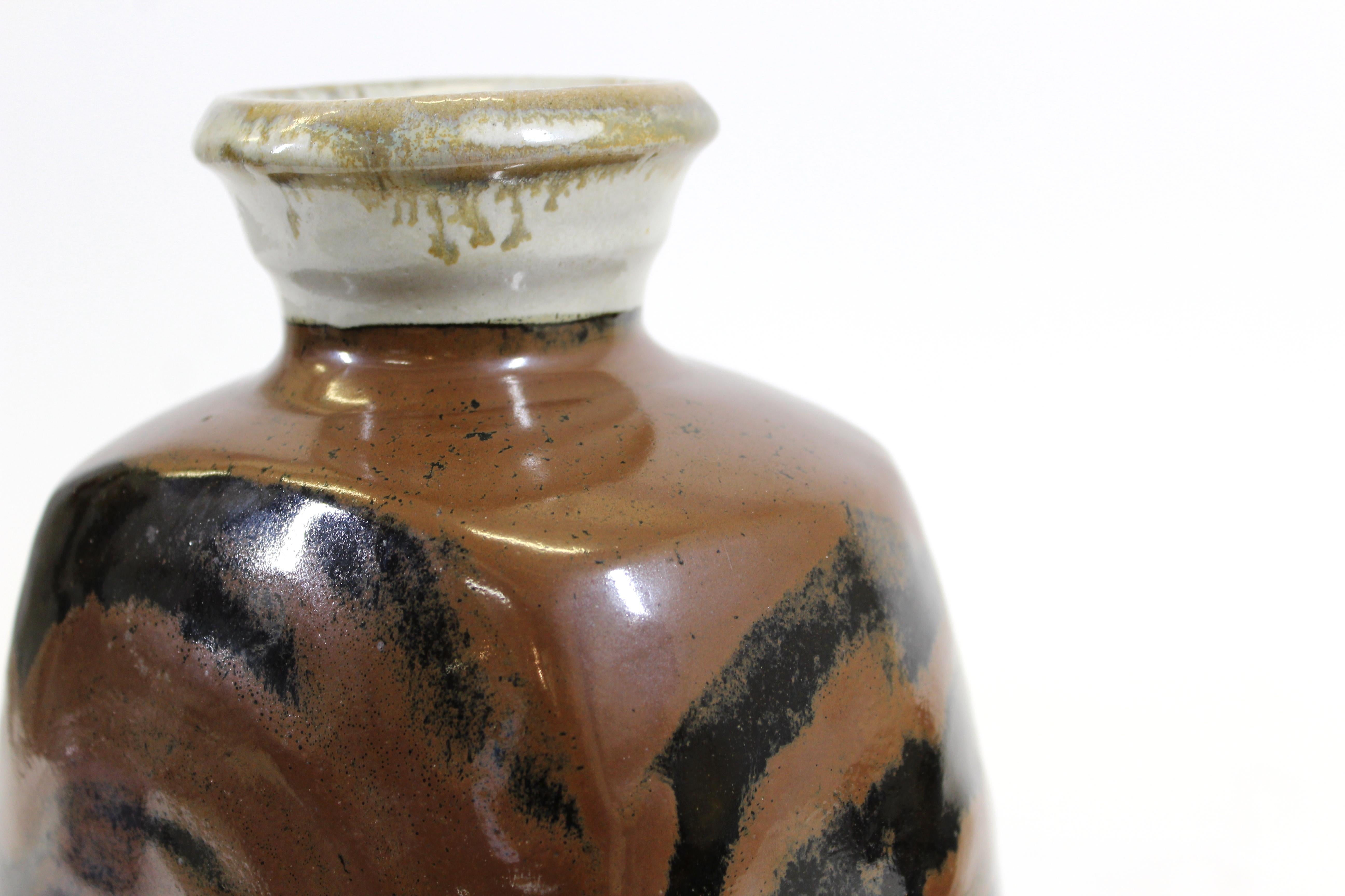 Shoji Hamada Style Japanese Mingei Kakiyu Glazed Vase For Sale at 1stDibs