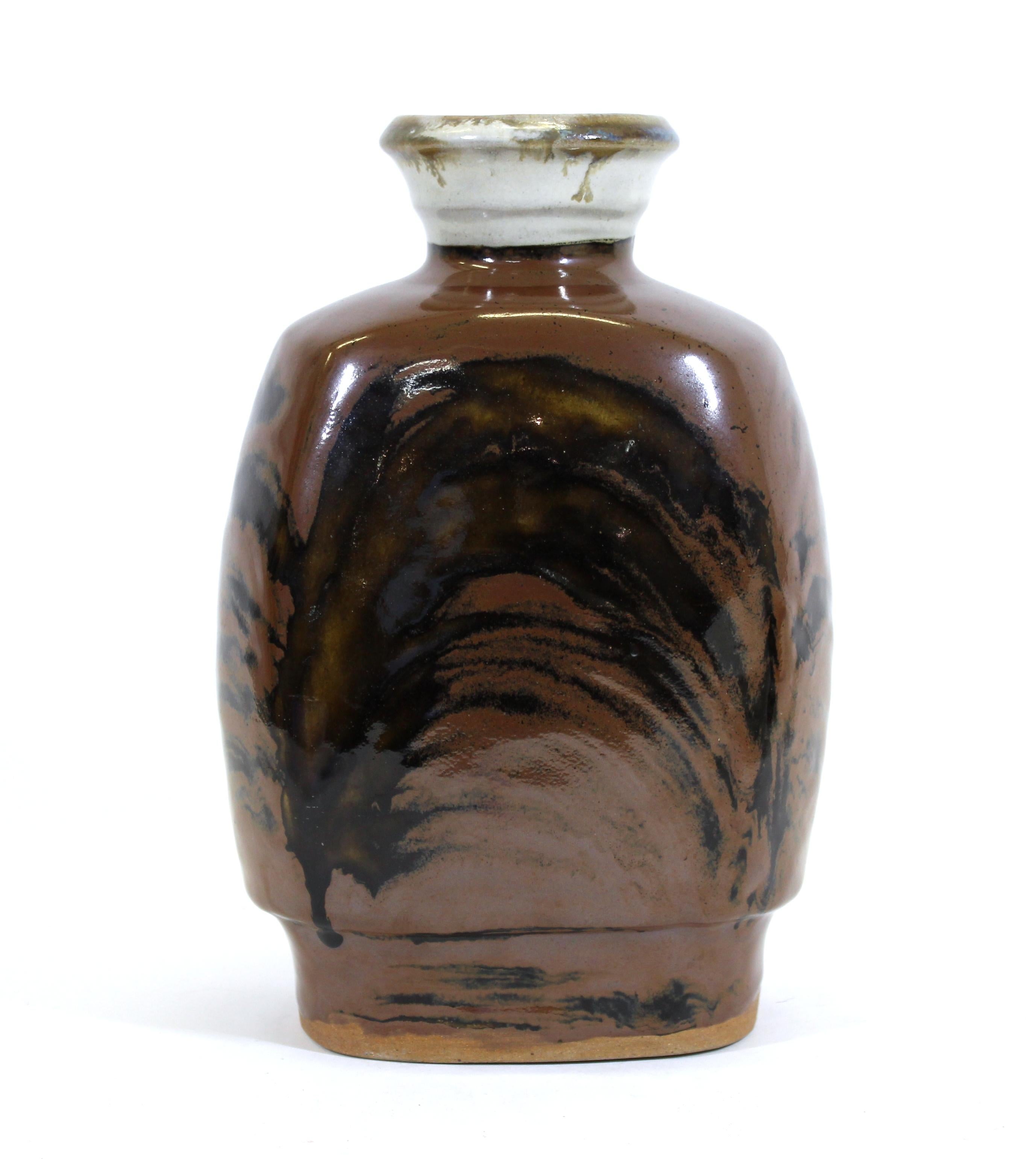Shoji Hamada Style Japanese Mingei Kakiyu Glazed Vase at 1stDibs ...