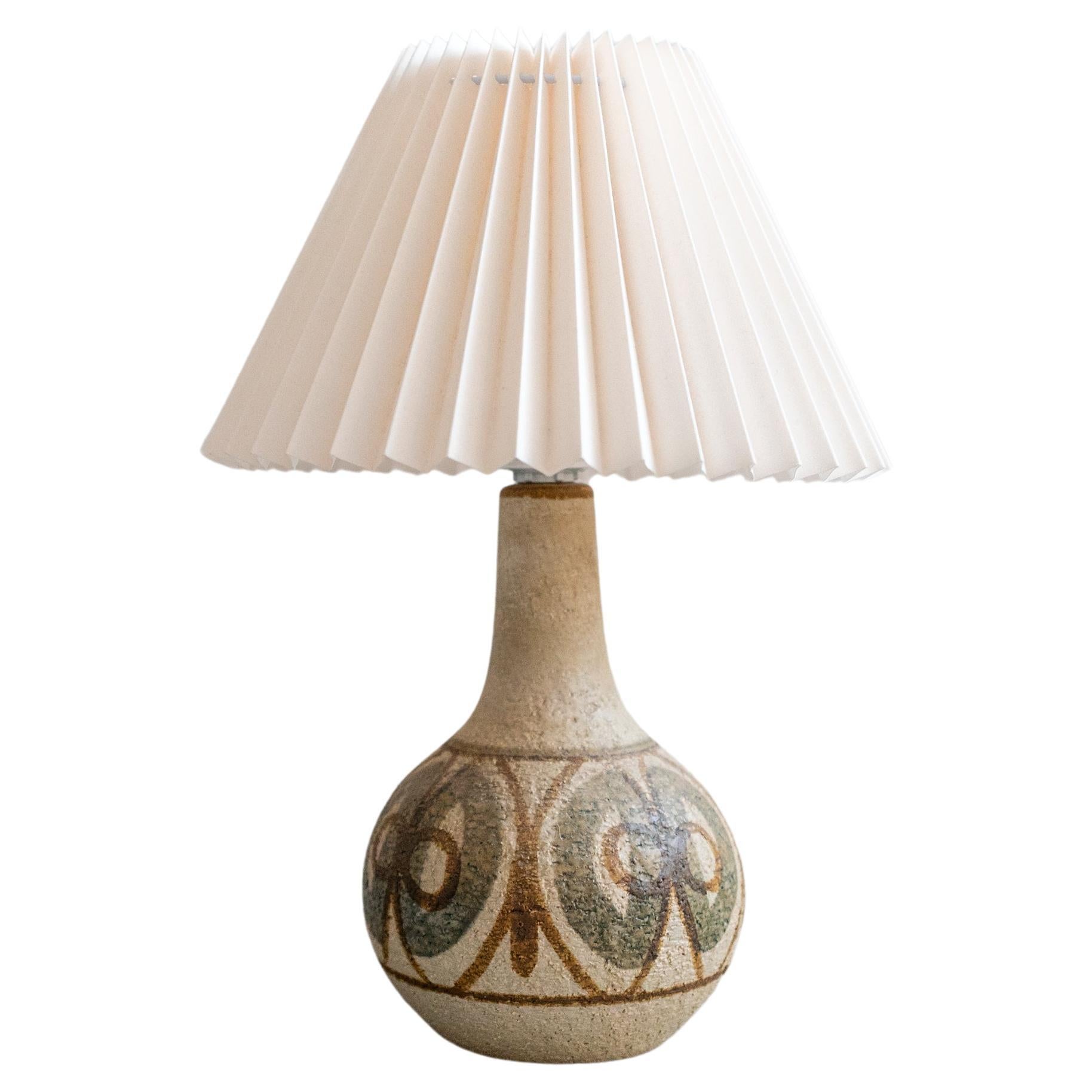 Danish Designer, Table Lamp, Glazed Stoneware, Linen, Denmark, 1960s ...