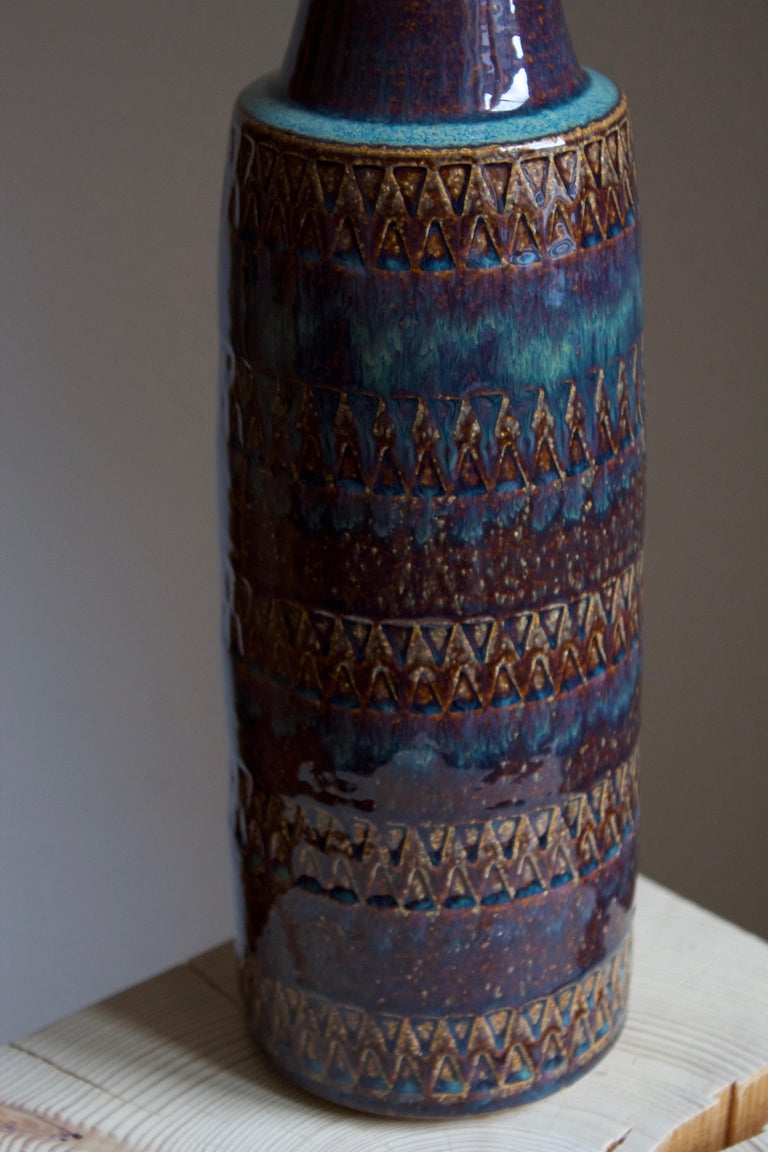 Søholm Stentøj, Table Lamp, Glazed Incised Stoneware, Bornholm, Denmark ...