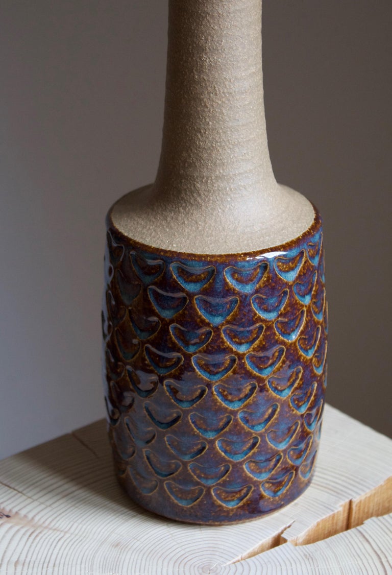 Søholm Stentøj, Table Lamp, Glazed Incised Stoneware, Bornholm, Denmark ...