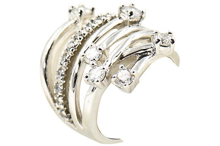 Shooting Star Sterling Silver and Crystal Ring For Sale at 1stDibs