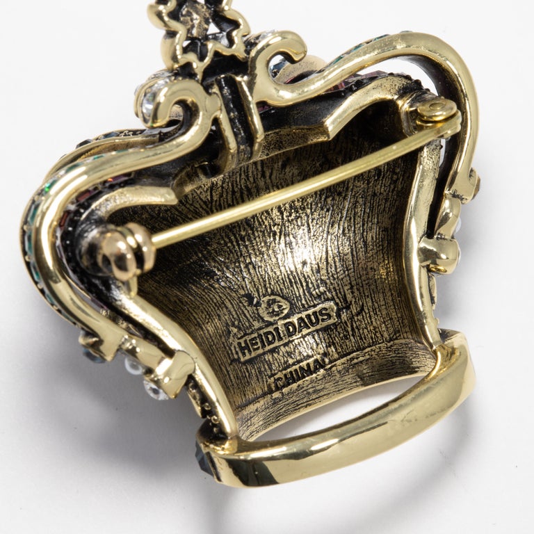 Heidi Daus Majesty Colorful Crystal Crown Pin Brooch In Gold at 1stDibs ...