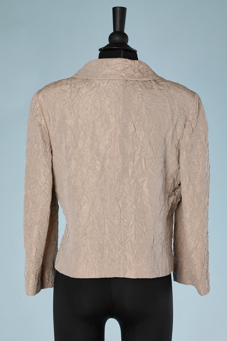Short beige wrinkled jacket with pockets Chanel For Sale at 1stDibs
