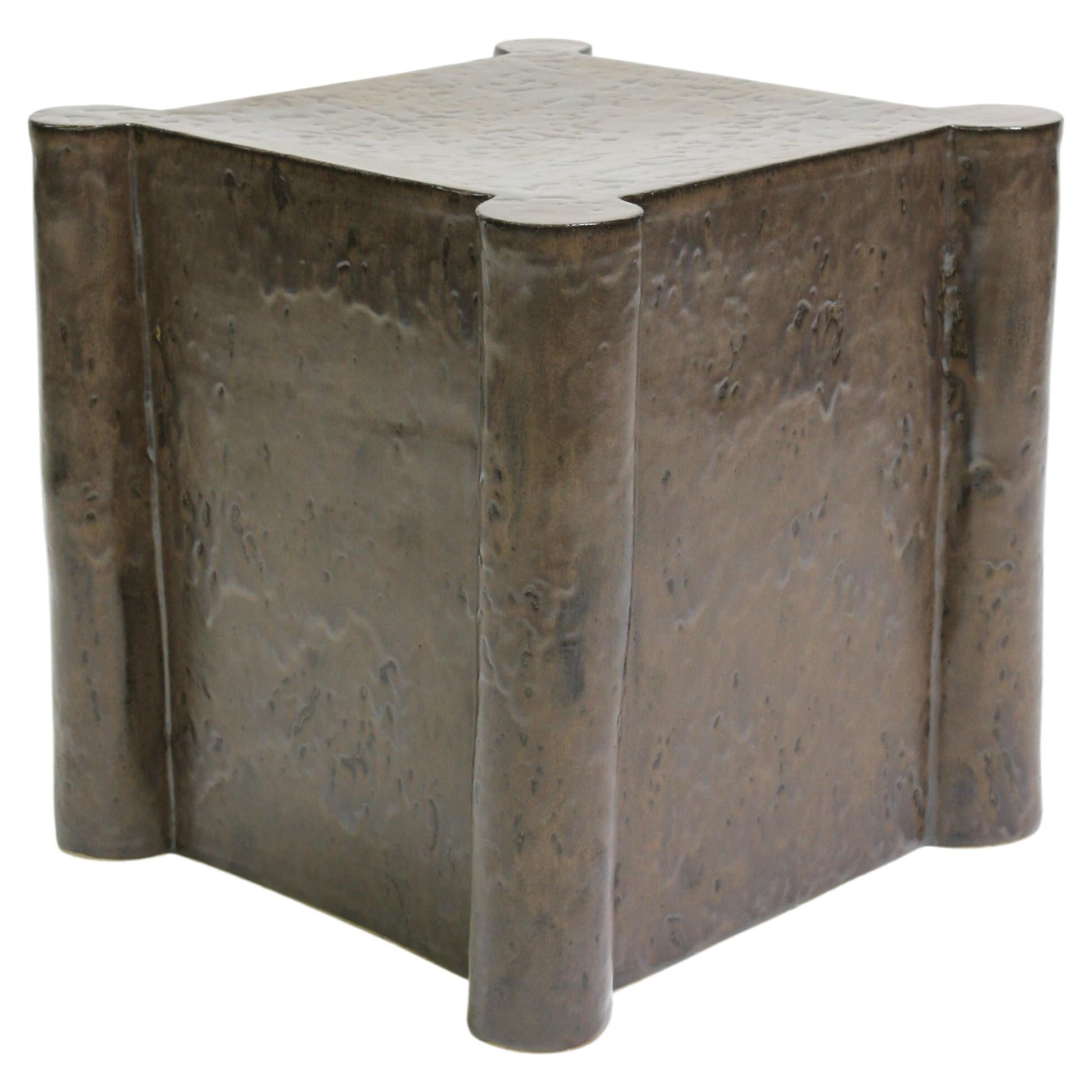 Short Castle Ceramic Side Table and Stool in Chrome Green by BZIPPY For ...