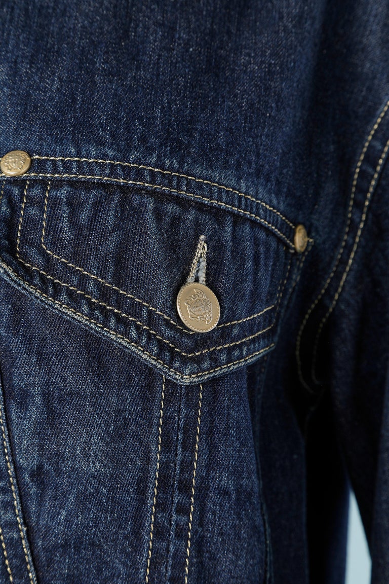 Short denim jacket with branded buttons Versace Jeans Couture For Sale ...