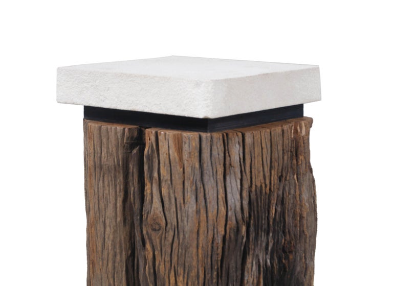 Short Dutch Canal Post in Weathered Iron Wood For Sale at 1stDibs