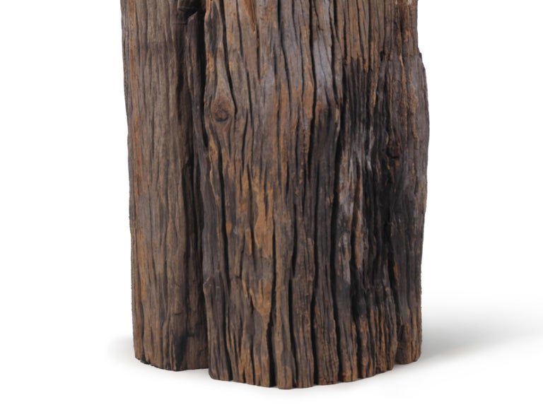 Short Dutch Canal Post in Weathered Iron Wood For Sale at 1stDibs