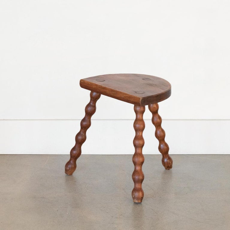 Short French Wood Tripod Stool at 1stDibs