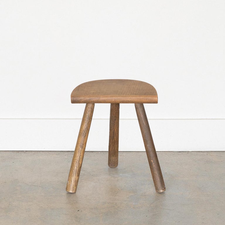 Short French Wood Tripod Stool For Sale at 1stDibs