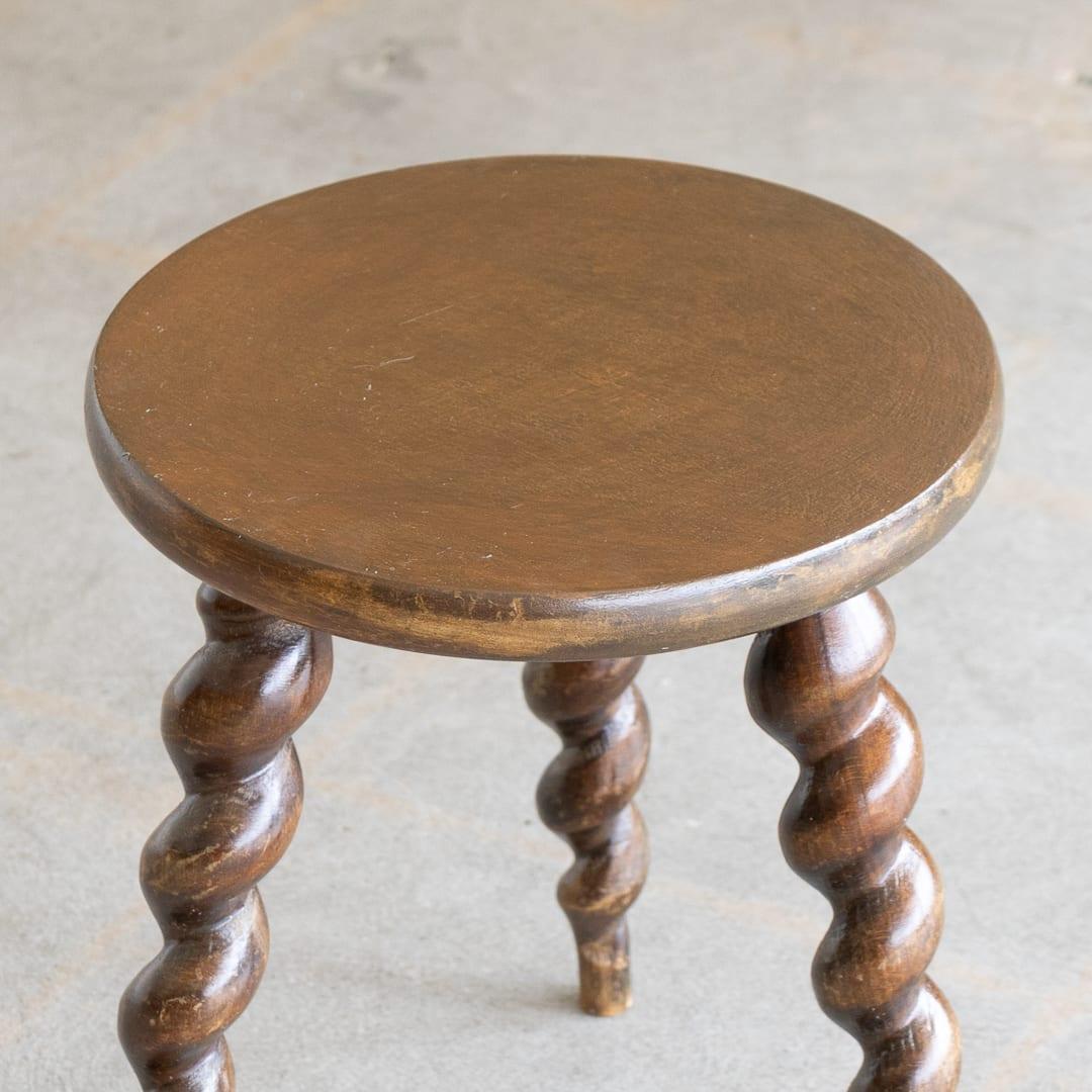 Short French Wood Tripod Stool For Sale at 1stDibs