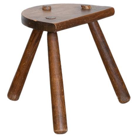Short French Wood Tripod Stool at 1stDibs