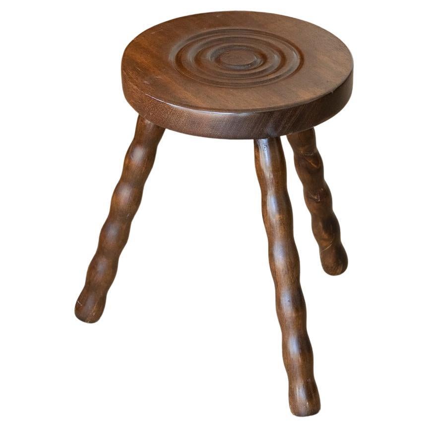 Short French Wood Tripod Stool at 1stDibs