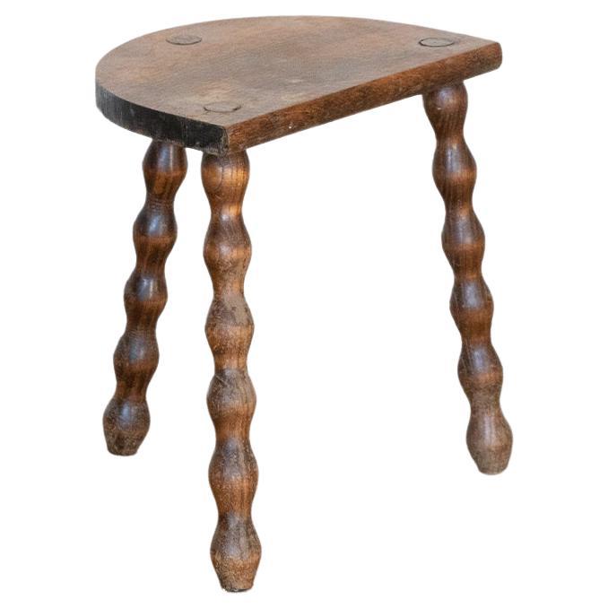 French Oak Wood Tripod Stool at 1stDibs
