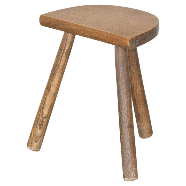 Short French Wood Tripod Stool For Sale at 1stDibs