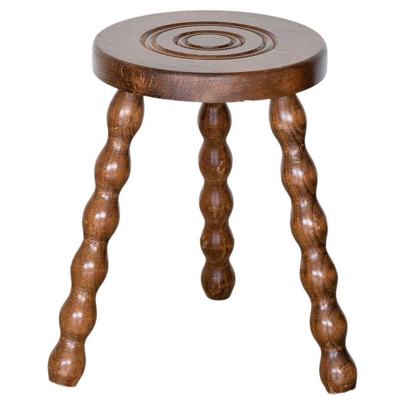 Short French Wood Tripod Stool at 1stDibs