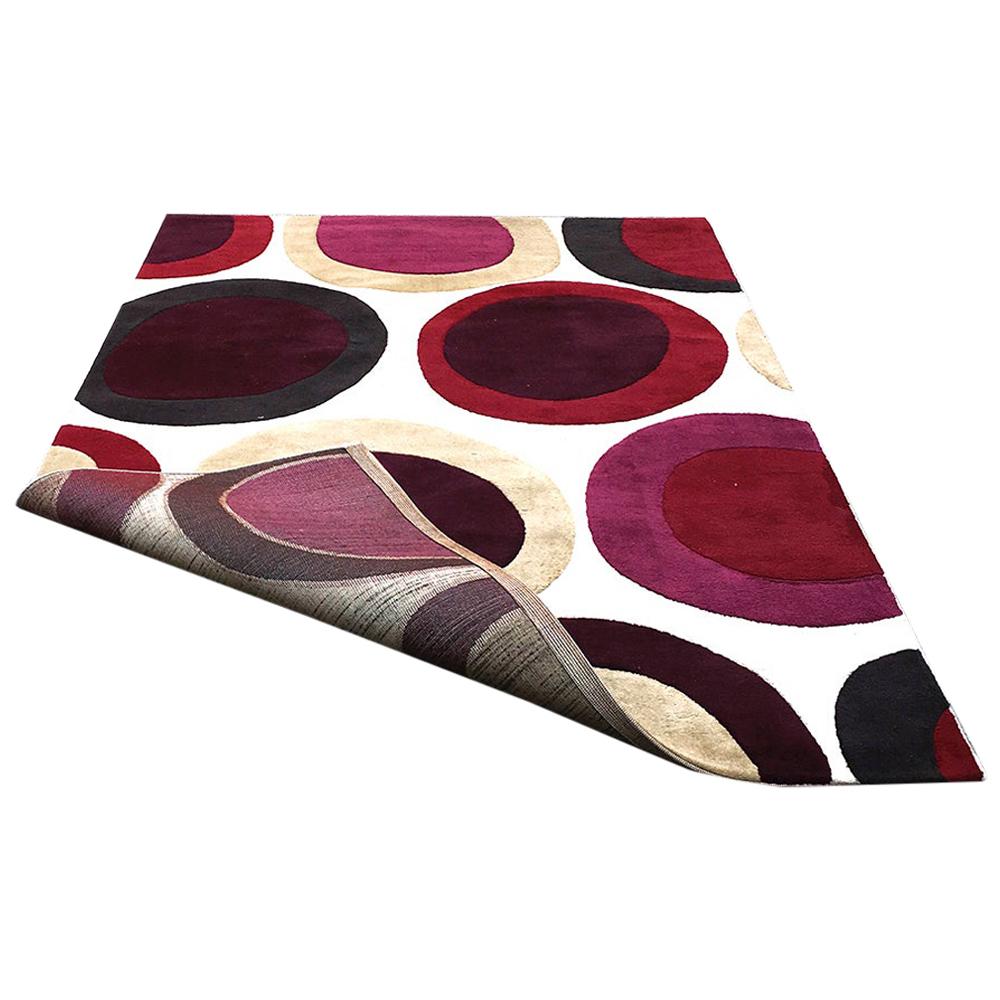 Italian mid-century modern round short-pile carpet with circular motifs ...