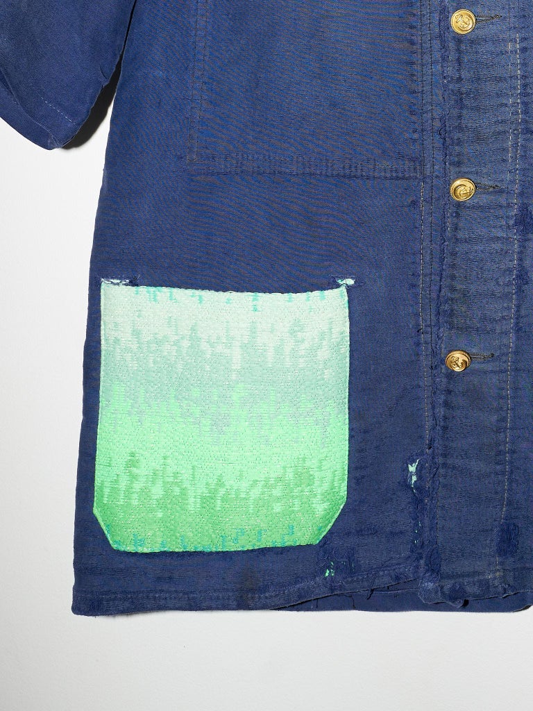 Short sleeve French Work Wear Neon Green Ombre Tweed Medium J Dauphin ...