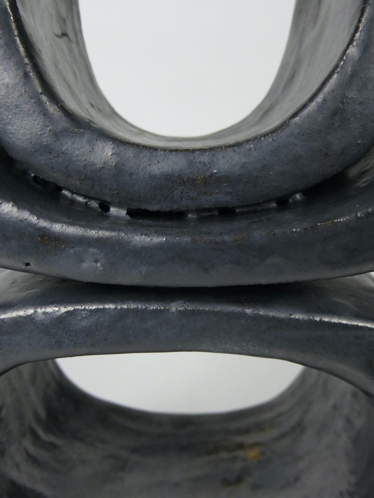 Short Standing TOTEM, Rectangular Ovals on Angled Legs in Metallic ...