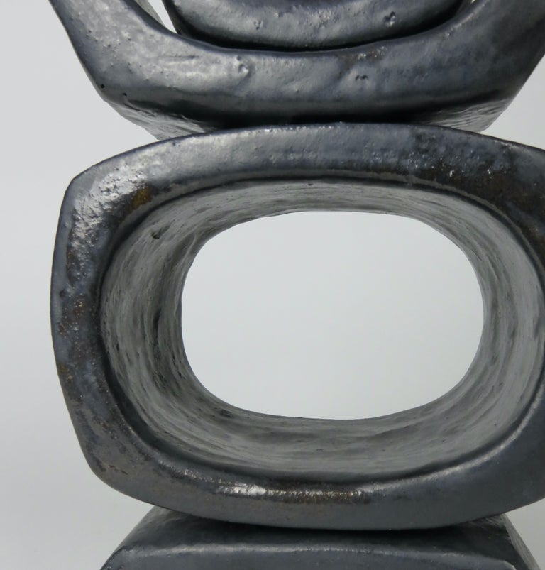 Short Standing TOTEM, Rectangular Ovals on Angled Legs in Metallic ...